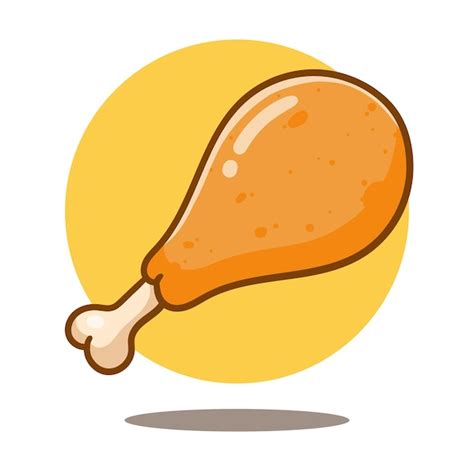 Ilustración de arte de pierna de pollo frito de dibujos animados lindo