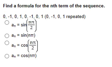 solved find a formula for the nth term of the sequence
