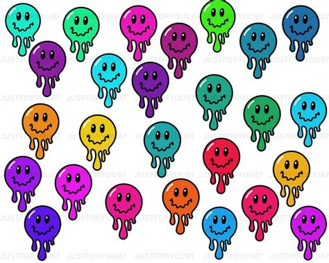 Smiley face svg drippy smiley svg melting smiley png Etsy México