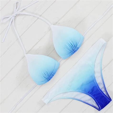 2017 Woman Underwire Push Up Bikinis Tie Up Bikini Women Halter Swimwear Swimsuit Bathing Suit