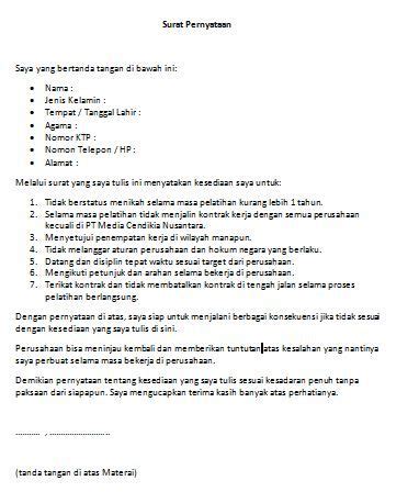 Contoh Surat Pemberitahuan Siap Kerja 15 Contoh Surat Pernyataan