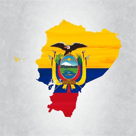 Mapa De Ecuador Bandera Y Emblema Nacional Vector Premium Mapas Bandera