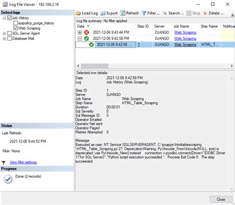 run python scripts in a sql server agent job