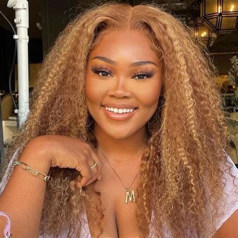 Klaiyi Honey Blonde Highlight Lace Front Wigs Ombre Color Jerry Curly
