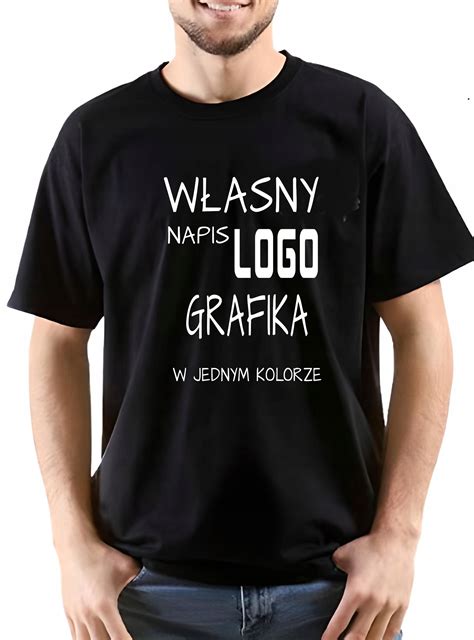KOSZULKA Z WŁASNYM NADRUKIEM NAPISEM LOGO GRAFIKA 12470838521 Allegro pl