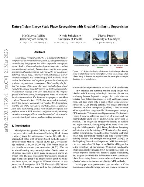 pdf data efficient large scale place recognition with graded similarity supervision