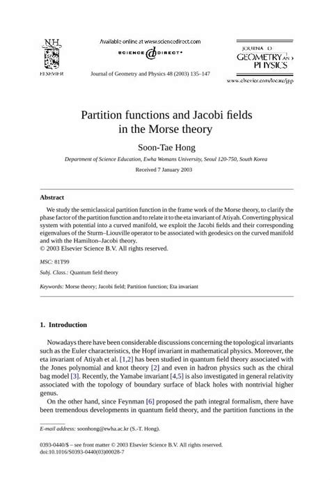 pdf partition functions and jacobi fields in the morse theory dokumen tips