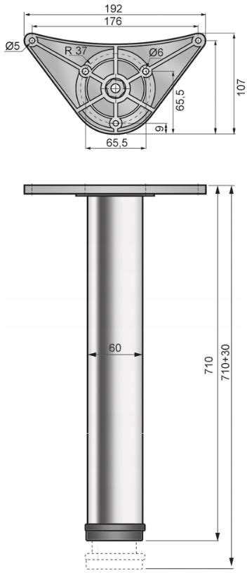 Noga Meblowa Regulowana Chrom H 710 Do Blatu Stołu Opinie i