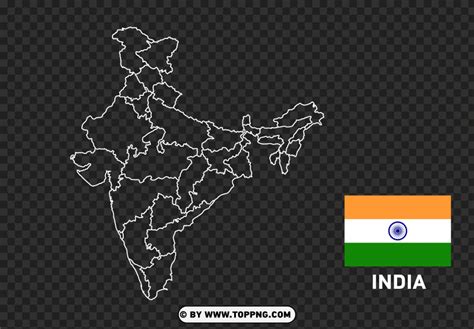 Transparent PNG Of India Map Outline White With All States Images