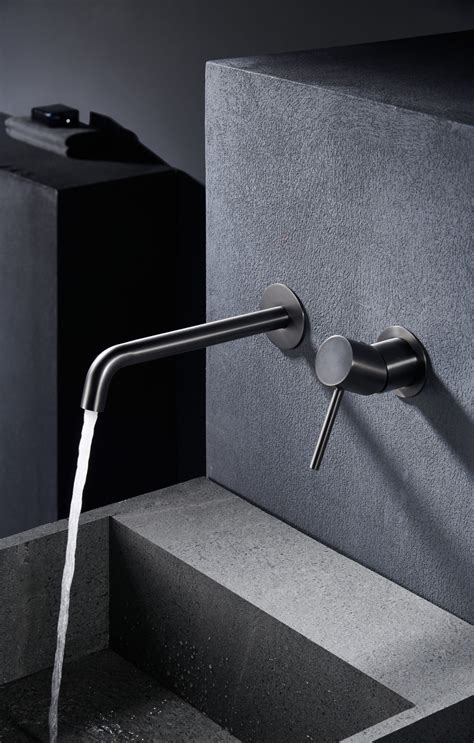 Grifo De Lavabo Empotrado Monomando Black Gun Metal Serie Monza Imex