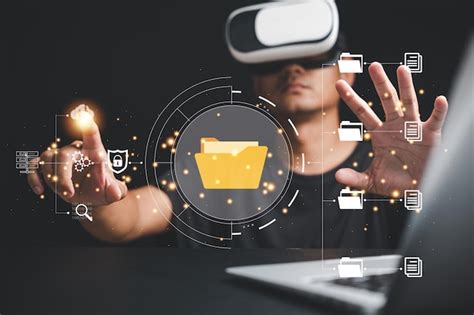 Premium Photo Virtual Reality Concept With A Man Interacting With A