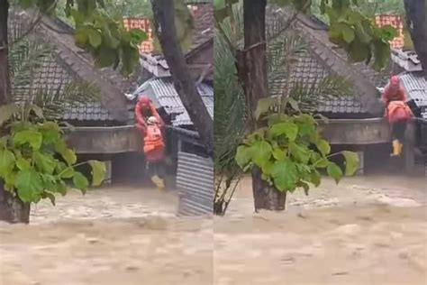 Tegang Viral Aksi Heroik Tim SAR Selamatkan Warga Yang Terjebak Banjir