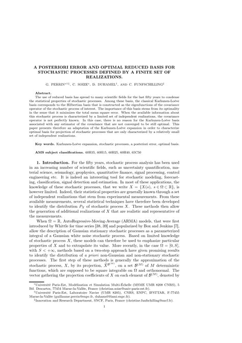 pdf a posteriori error and optimal reduced basis for stochastic processes defined by a finite