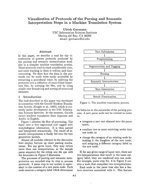 pdf visualization of protocols of the parsing and semantic interpretation steps in a machine
