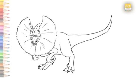 Dilophosaurus Easy Drawing How To Draw Dinosaur Dilophosaurus Very