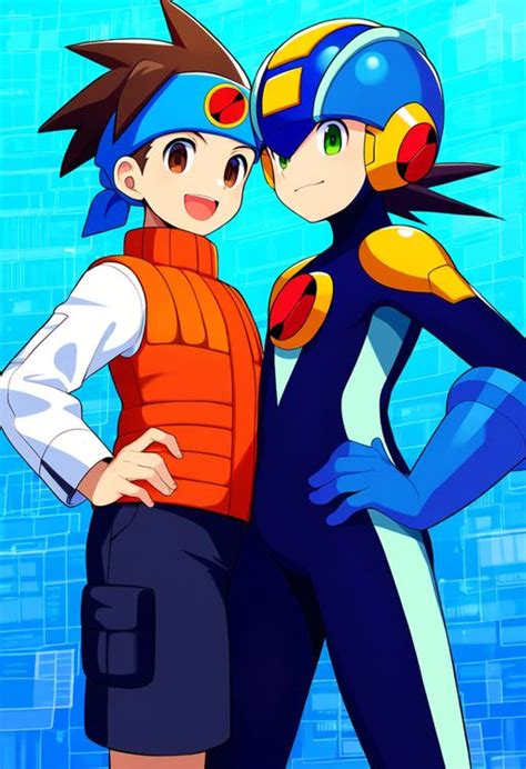 Lan Hikari And Megamanexe Megaman Battle Networknt Warrior Aieasypic