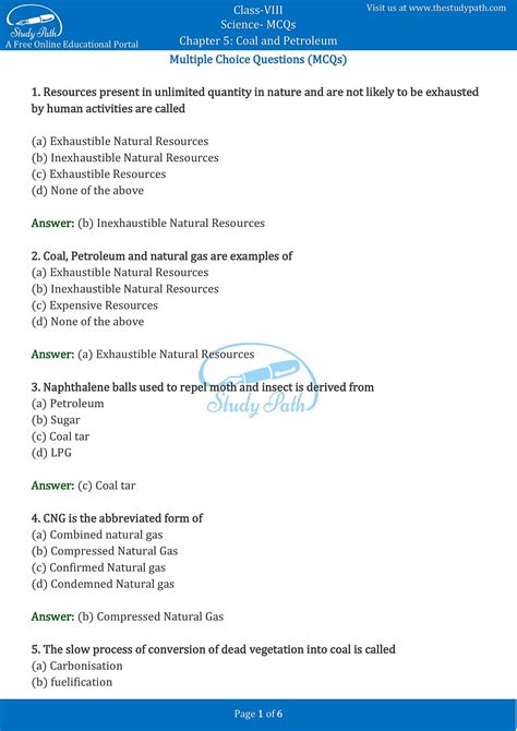 [37 ] mcq questions for class 8 geography chapter 3 mineral and power resources with answers