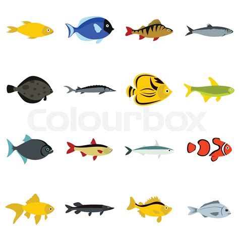 Fisk Ikoner Hav Stock Vektor Colourbox