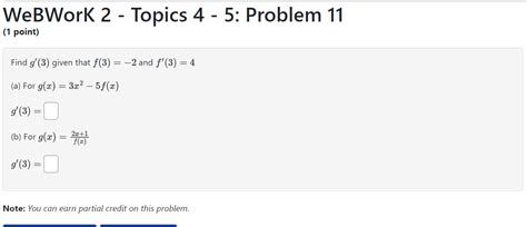 solved webwork 2 topics 4 5 problem 11 1 point find