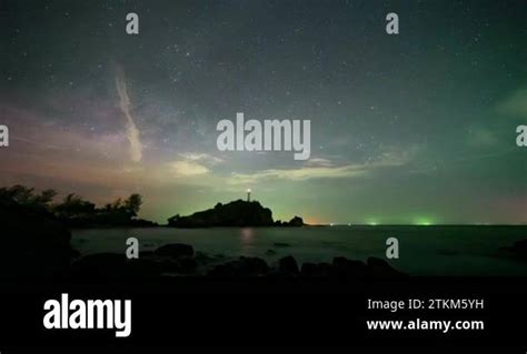 Time Lapse Milky Way Galaxy Stars Over Lighthouse Star Time Lapse