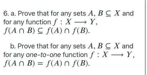 solved 6 a prove that for any sets a b c x and for any