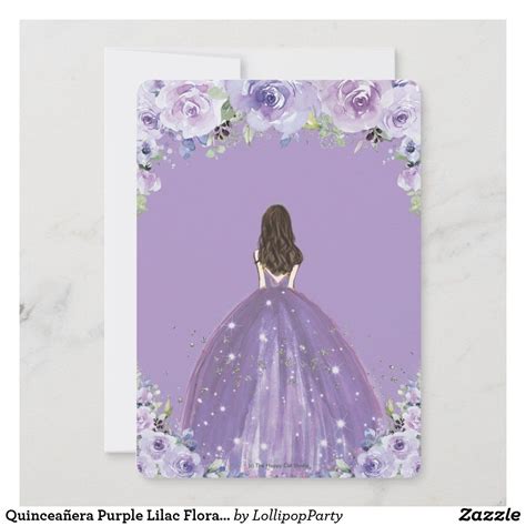 Quinceañera Purple Lilac Floral Princess Birthday Invitation Zazzle