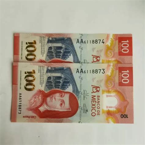 2 Billetes De 100 Sor Juana Aa Connsecutivos Sin Circilar Meses Sin