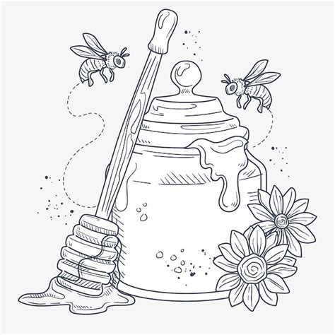 Ilustración de dibujo de un frasco de miel dibujado a mano Vector Gratis