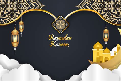 Ramadan Kareem Islamic With Cloud Background Black And Gold