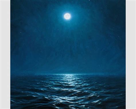 Night Sea Painting Original By Alexander Shenderov Moon Oil Painting