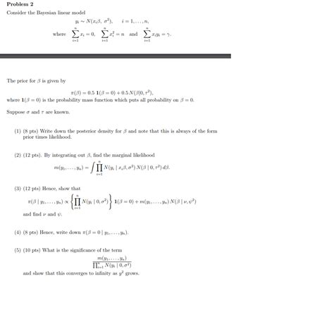 solved consider the bayesian linear model where