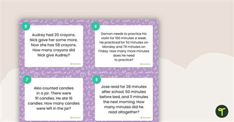 Addition And Subtraction Problem Solving Task Cards Teach Starter