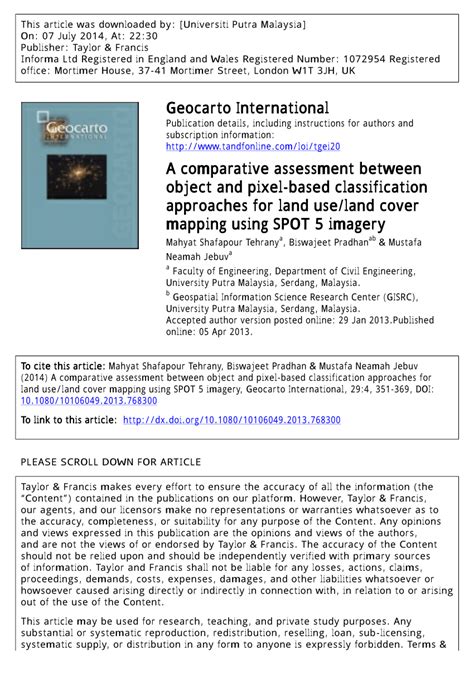 pdf a comparative assessment between object and pixel based classification approaches for land