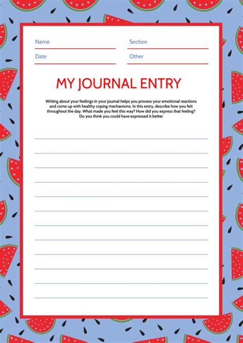 Free Journal Entry Template For Google Docs