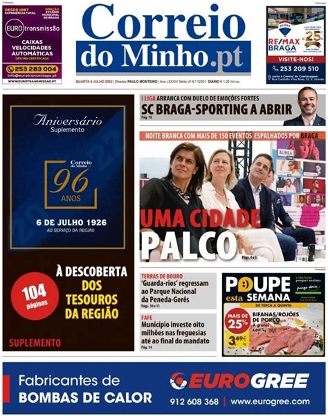Capa Correio Do Minho 6 Julho 2022 Capasjornais Pt