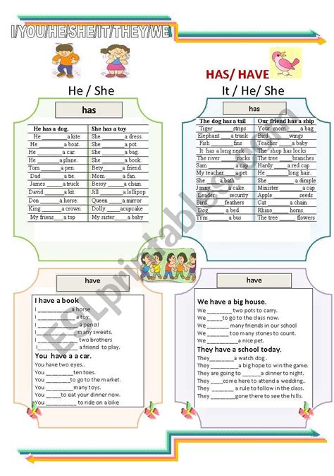 HAS HAVE ESL Worksheet By Jhansi