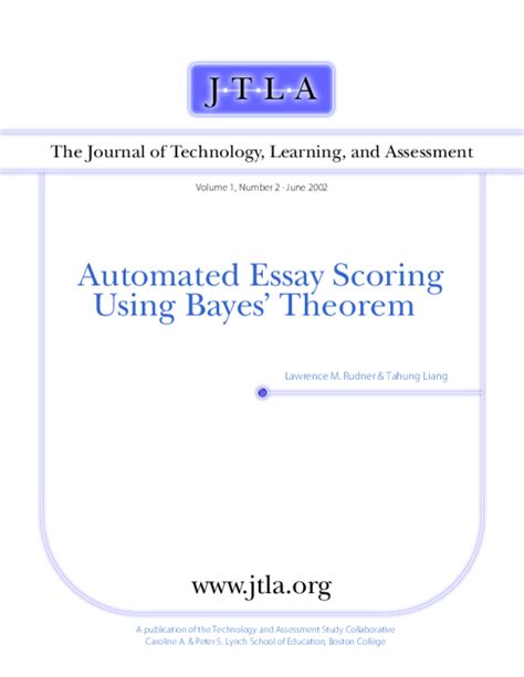 pdf automated essay scoring using bayes theorem lawrence rudner