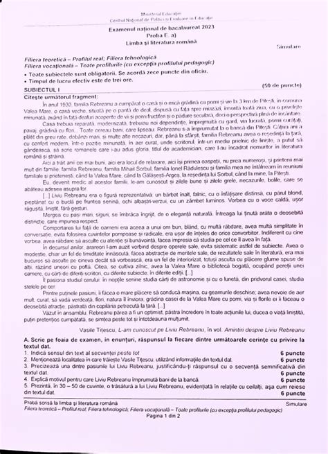 Galerie Foto Simulare Bacalaureat 2023 Subiecte şi barem de