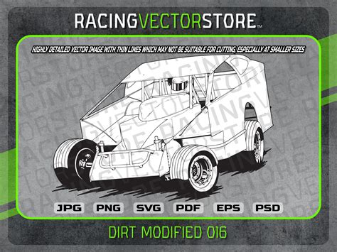 Dirt Modified Race Car Highly Detailed Vector Image In
