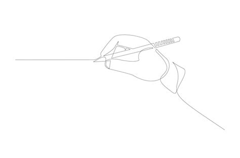 Premium Vector Continuous Line Drawing Of Hand Holding Pen To Draw A