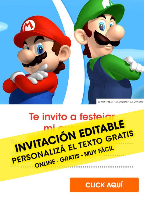 35 INVITACIONES De MARIO BROS GRATIS Para Editar Personalizar E