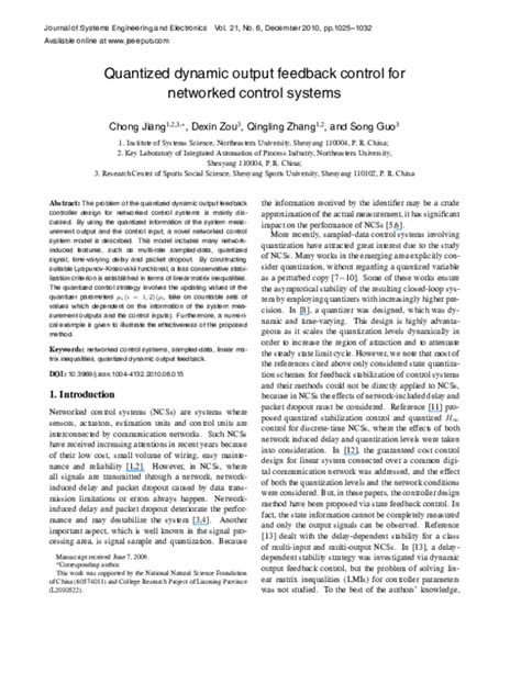 pdf quantized output feedback control for networked control systems chen peng