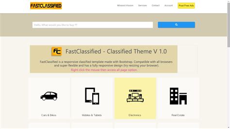 fastclassified classified html css and javascript template