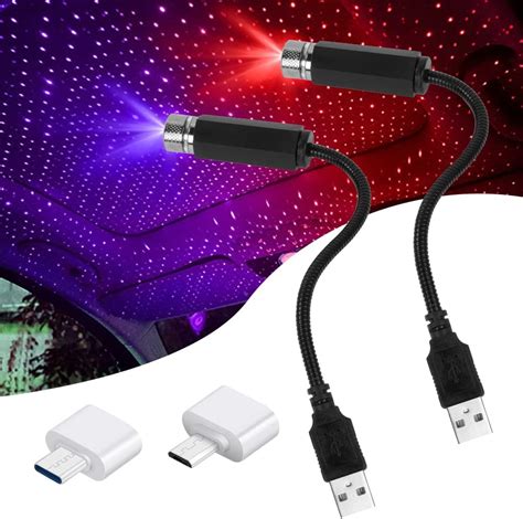 URAQT LED Auto Decke Starlight 2 Stück Einstellbar Auto Innen