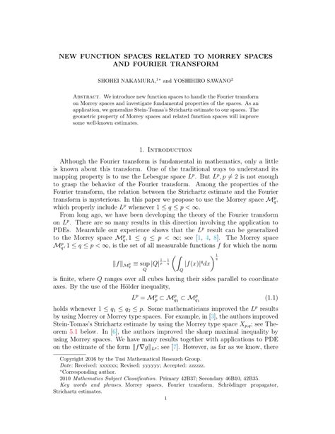 pdf new function spaces related to morrey spaces and the fourier transform
