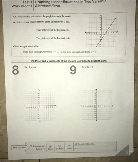 Solved Test Graphing Linear Equations In Two Variable Chegg