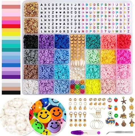 Gbivbe 6000 Pièces Perles Plates pour Bracelet 24 Couleurs 6 mm Argile