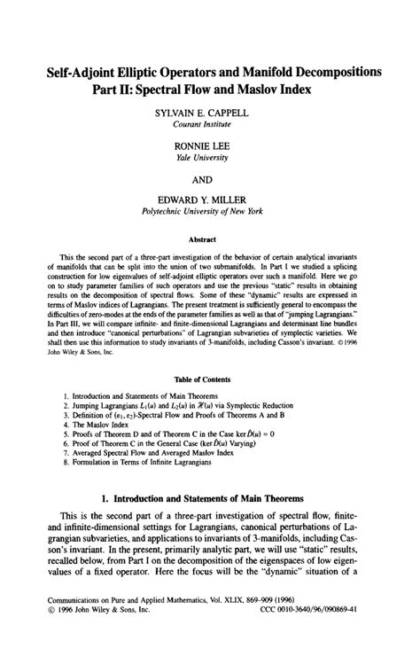 pdf self adjoint elliptic operators and manifold decompositions part 11 spectral flow and