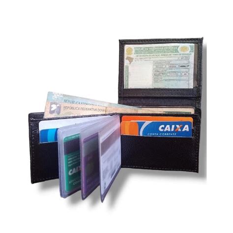 Carteira Slim Masculina Couro Legítimo Porta Cartão CNH Dinheiro Pronta