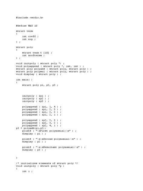 polynomial multiplication in c programming pdf computer programming algebra